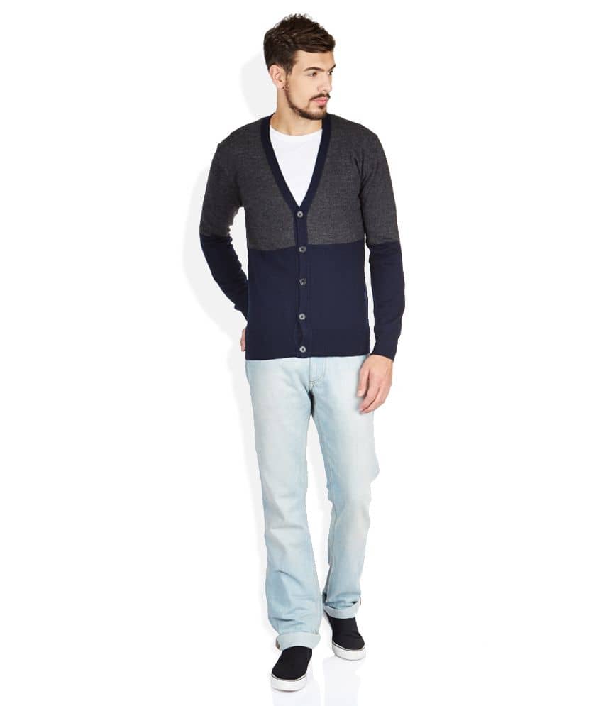 FCUK Blue Front Open Sweater - Buy FCUK Blue Front Open Sweater Online ...