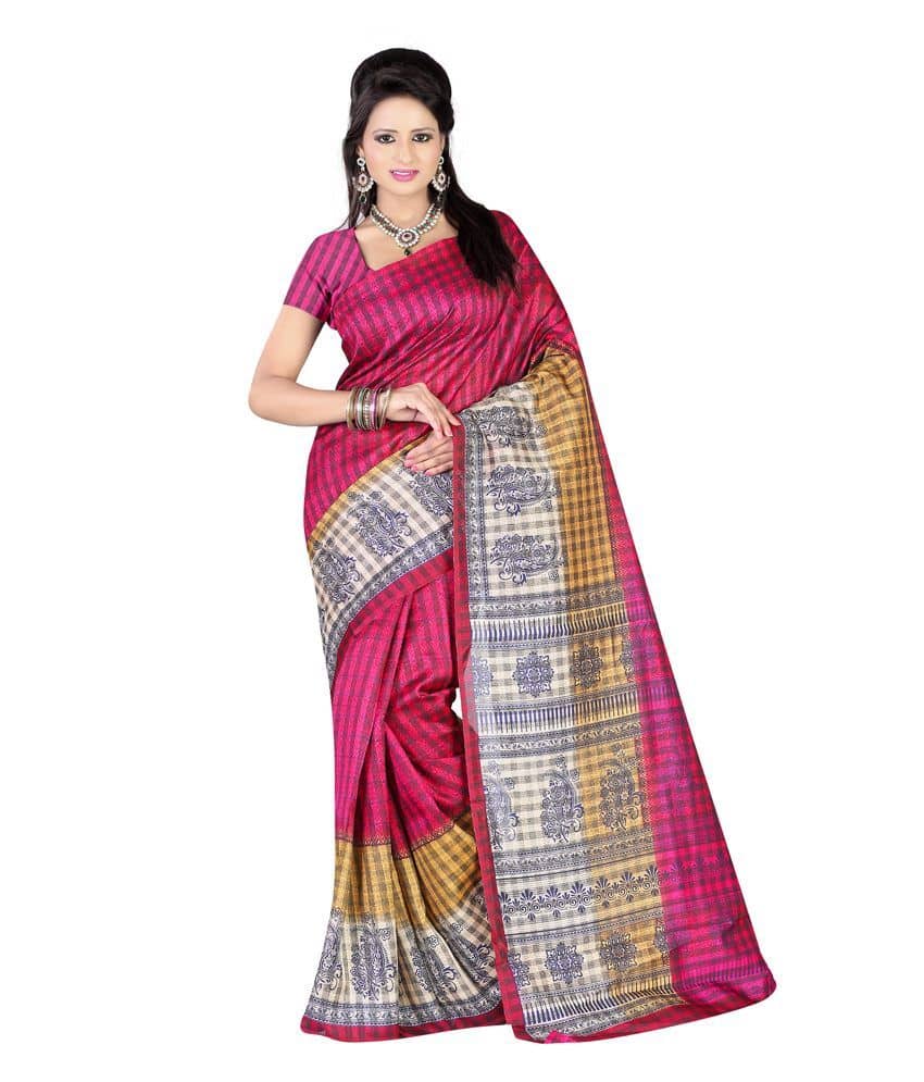 Jay Maa Ambey Creation Multi Color Silk Saree - Buy Jay Maa Ambey ...