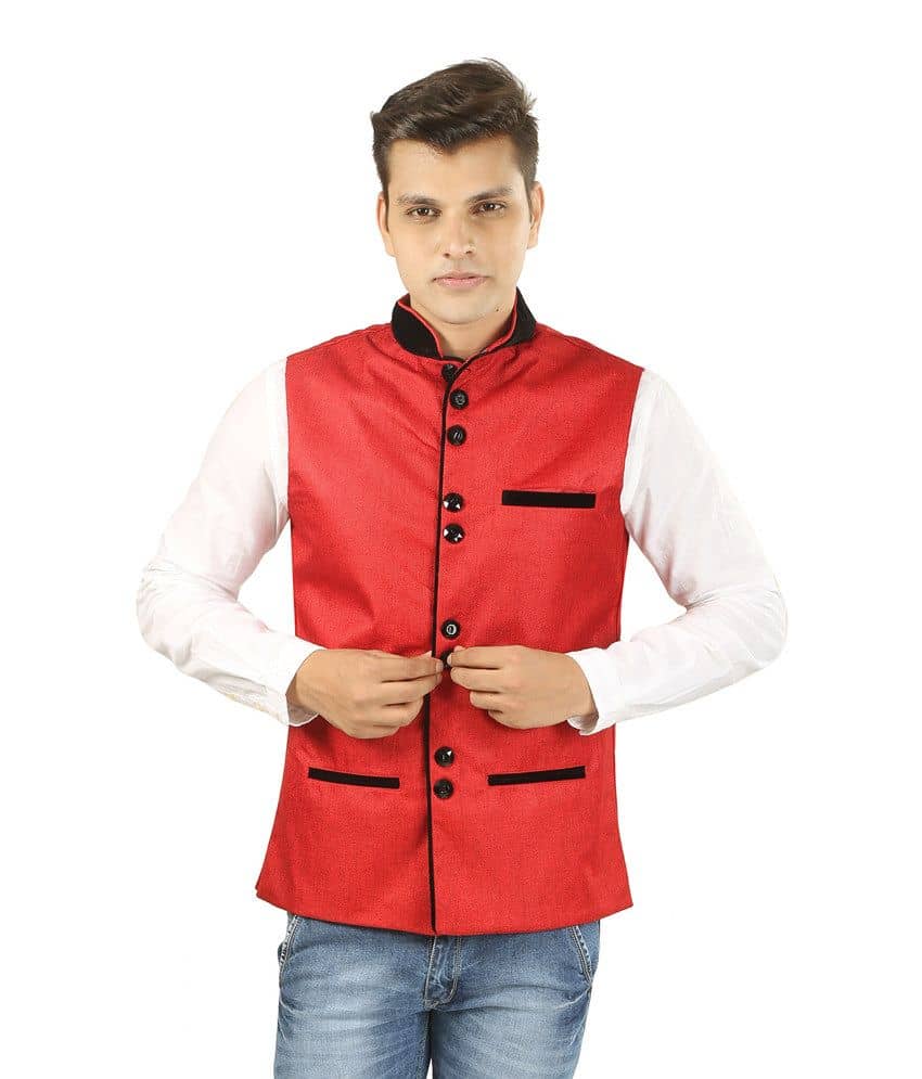 Barevogue Red Cotton Modi Jacket - Buy Barevogue Red Cotton Modi Jacket ...