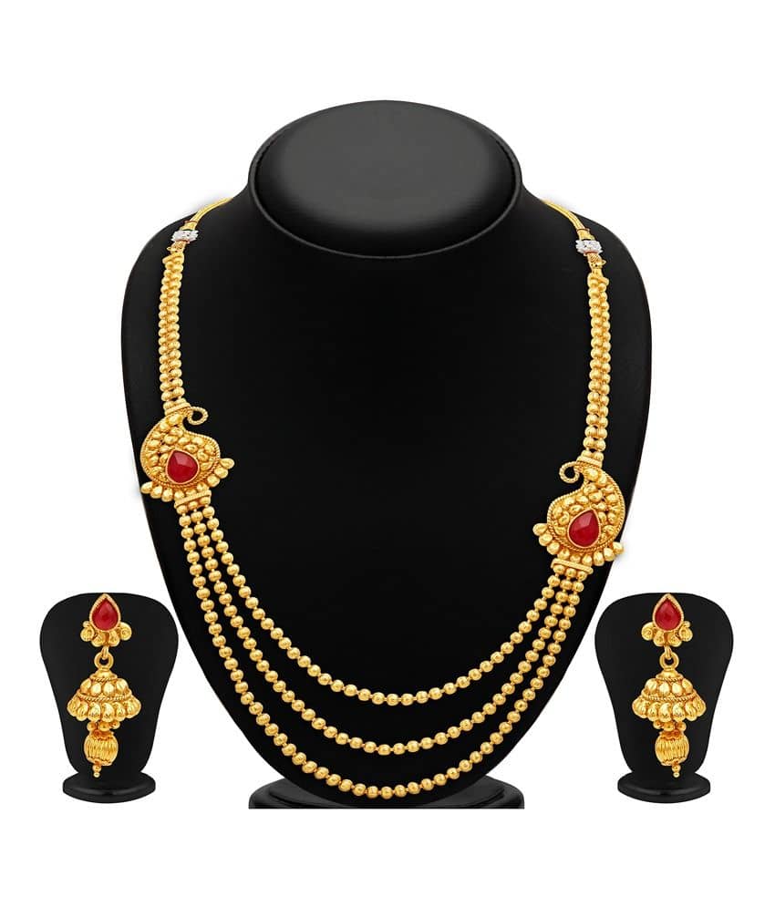 Sukkhi Gold Plated Three Strings Crystal Necklace Set - Buy Sukkhi Gold ...