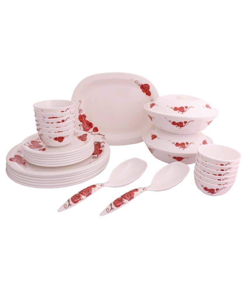 Borosil Melamine Rose Milano Dinner Set, 31 Pieces: Buy Online at Best ...
