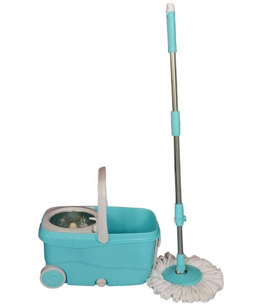 Cherrylite Cleanwell Steel Spin Bucket With Wheels and 1 Mop: Buy ...