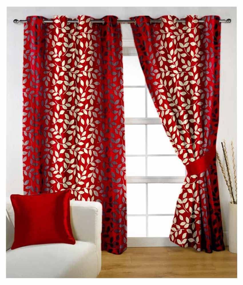 Elegance Single Window Eyelet Curtains Floral Red - Buy Elegance Single ...