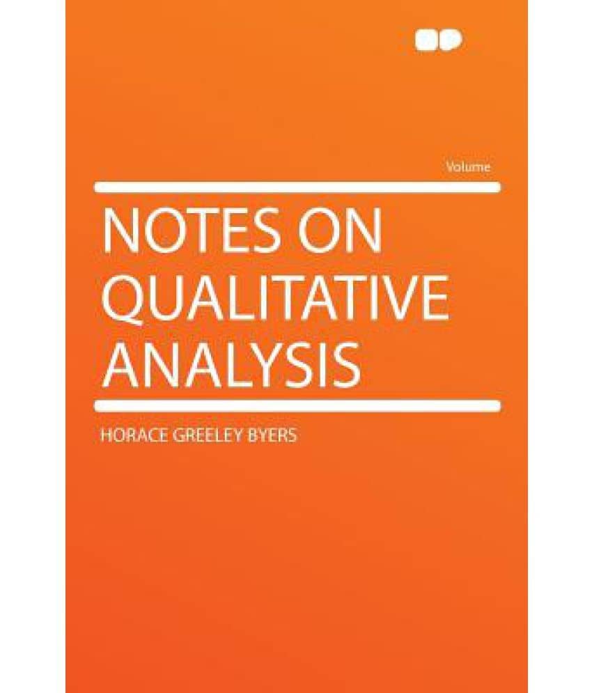 Notes on Qualitative Analysis: Buy Notes on Qualitative Analysis Online ...