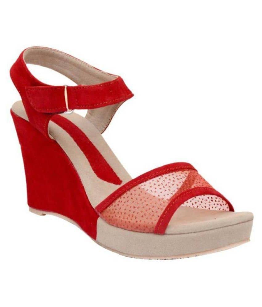 Rebee Red Wedges Heels Price in India- Buy Rebee Red Wedges Heels ...