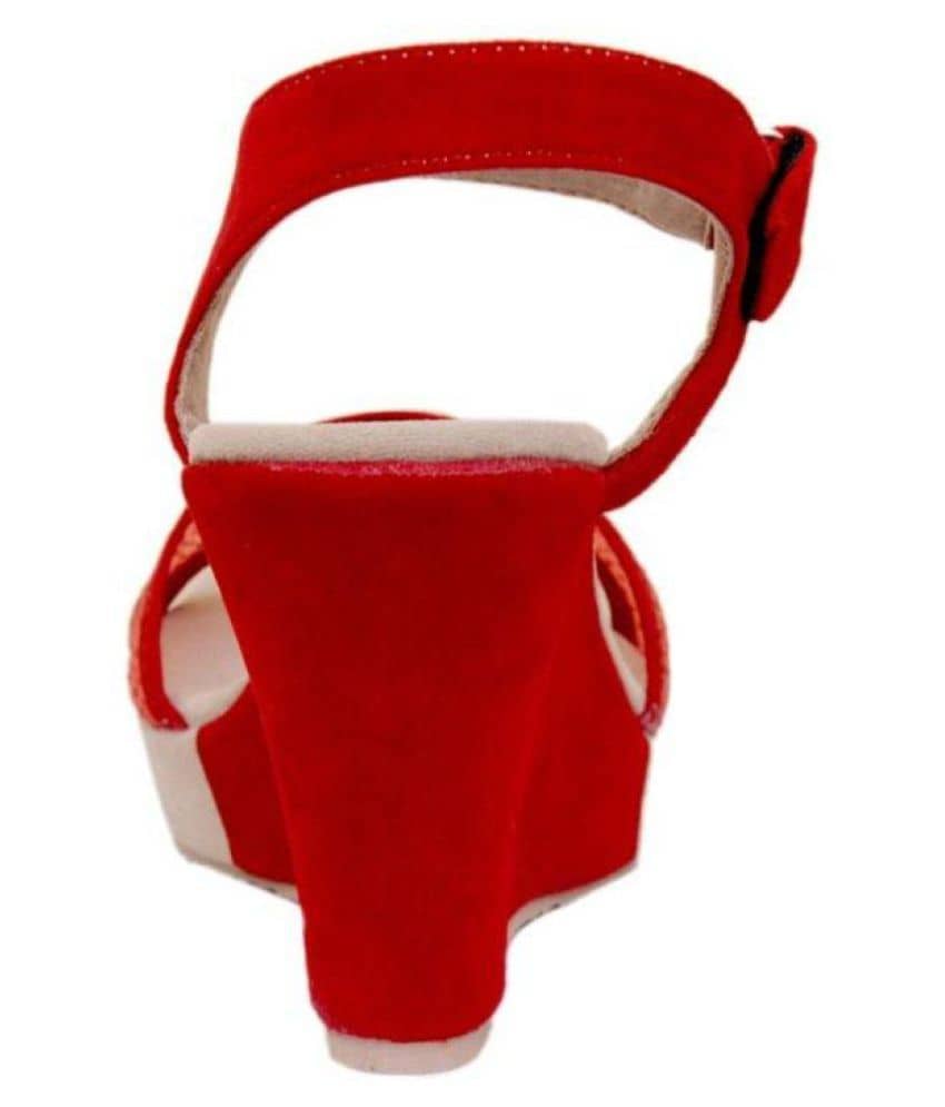Rebee Red Wedges Heels Price in India- Buy Rebee Red Wedges Heels ...