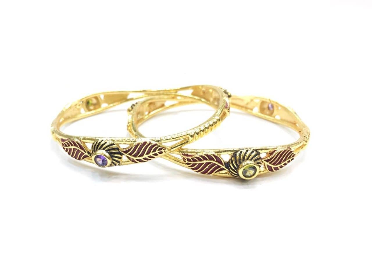 Pankh Brass Golden Bangles Set BR-055: Buy Pankh Brass Golden Bangles ...