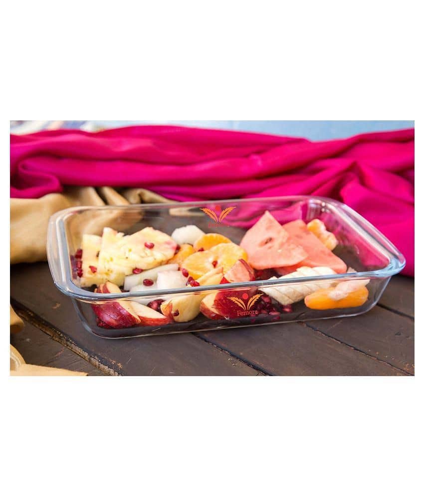 Femora Borosilicate Glass Rectangular 1600ML Dish Microwave and Oven ...