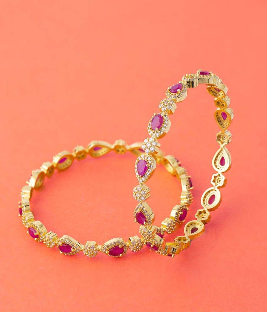 Voylla Pink Oval Cut Gems Bangles: Buy Voylla Pink Oval Cut Gems ...