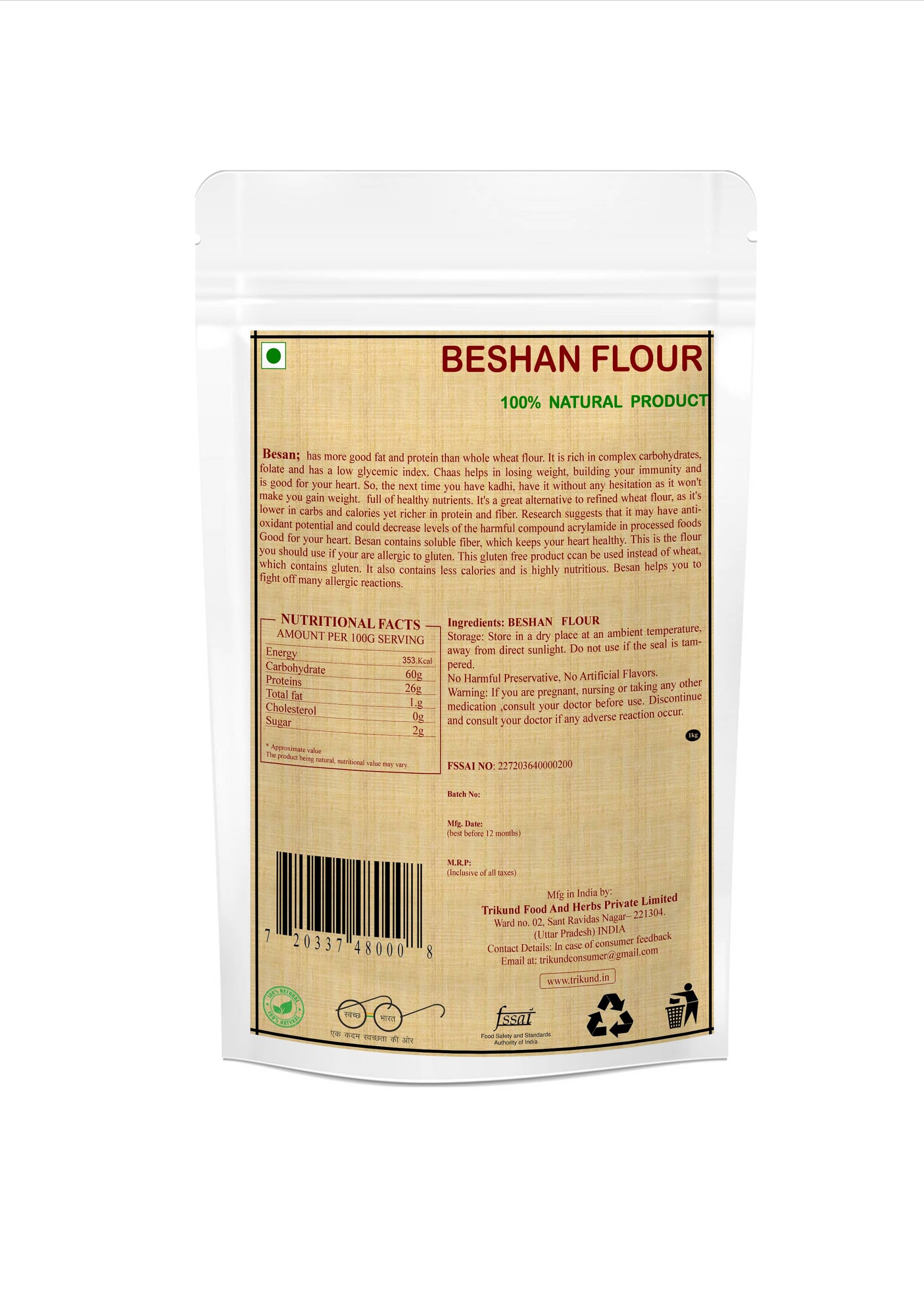 TRIKUND BESHAN FLOUR 1 kg: Buy TRIKUND BESHAN FLOUR 1 kg at Best Prices ...