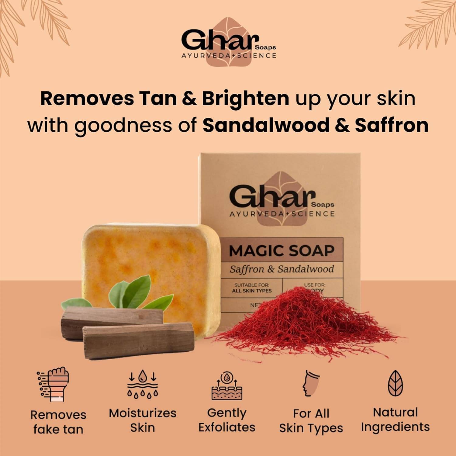 GHAR SOAPS Skin Whitening Sandalwood, Saffron Chandan & Kesar Soap Soap ...