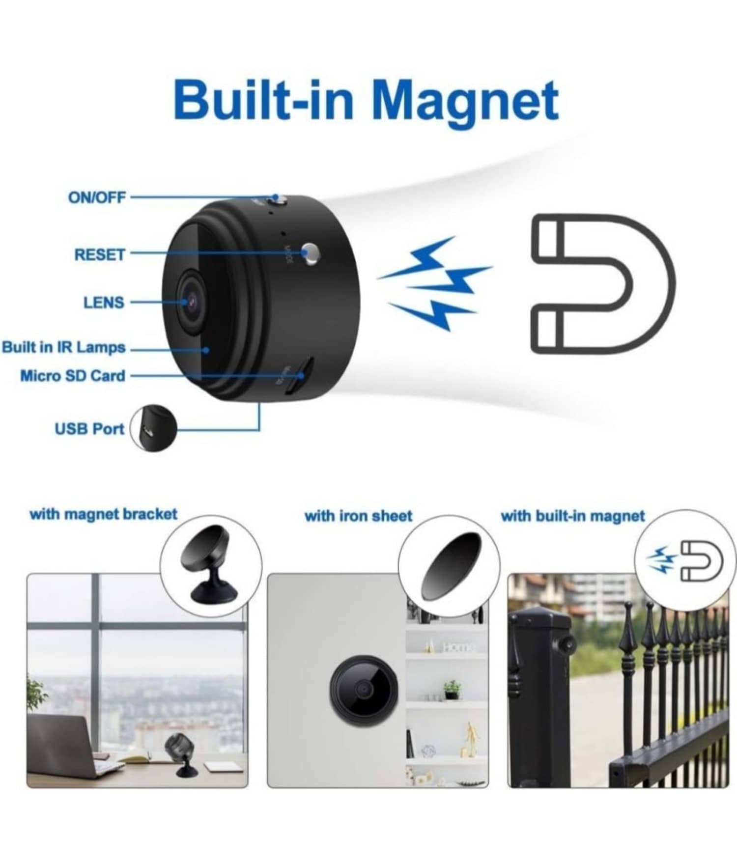 Kadio SPY Camera Hidden Wi-Fi Bullet Audio Video Night Vision IP ...