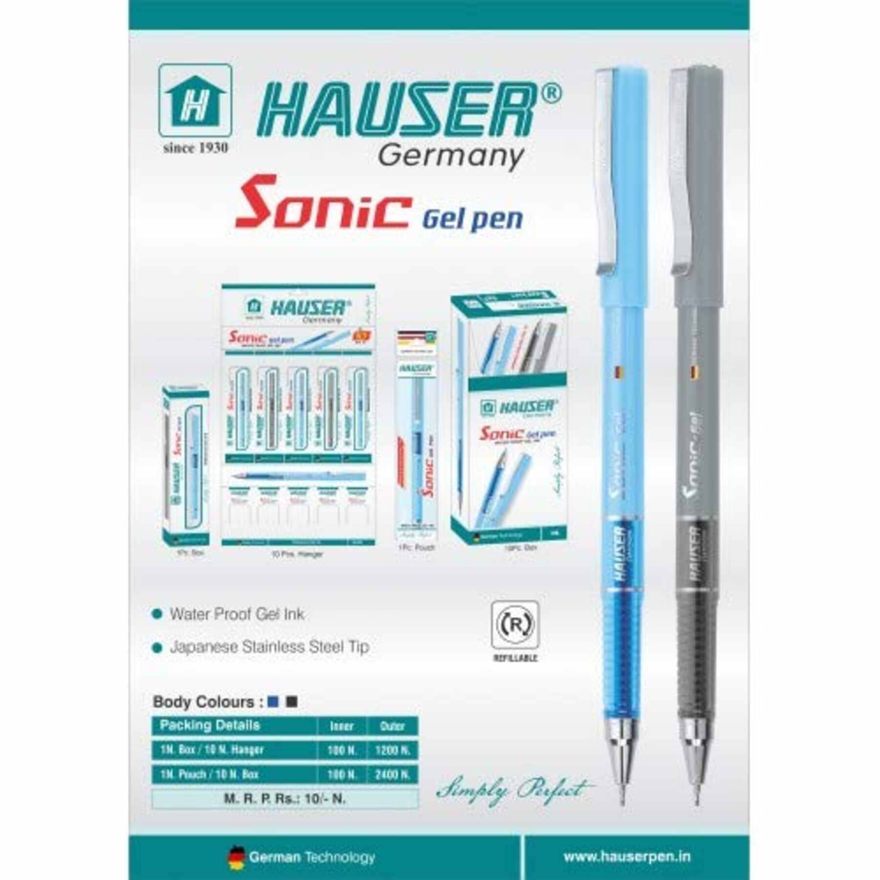 Hauser Sonic Gel Ink Pen - Pack of 20 Pen (Red): Buy Online at Best ...