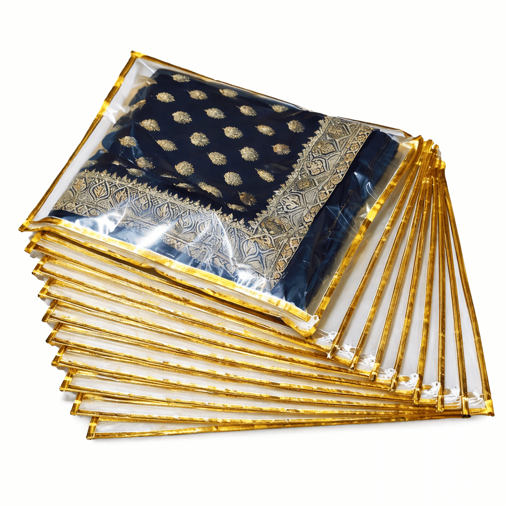 Transparent PVC Saree Cover with Golden Border | Saree Storage ...