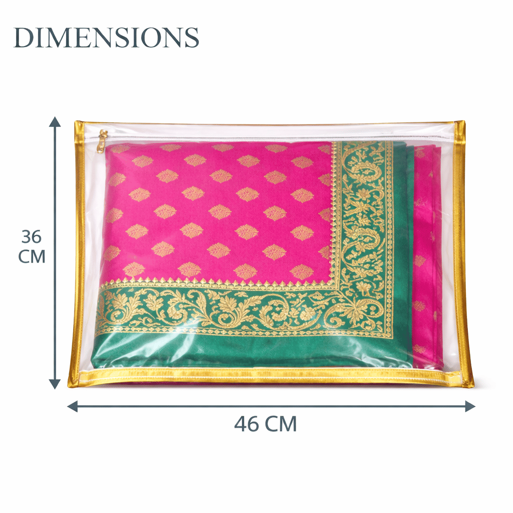 Transparent PVC Saree Cover with Golden Border | Saree Storage ...